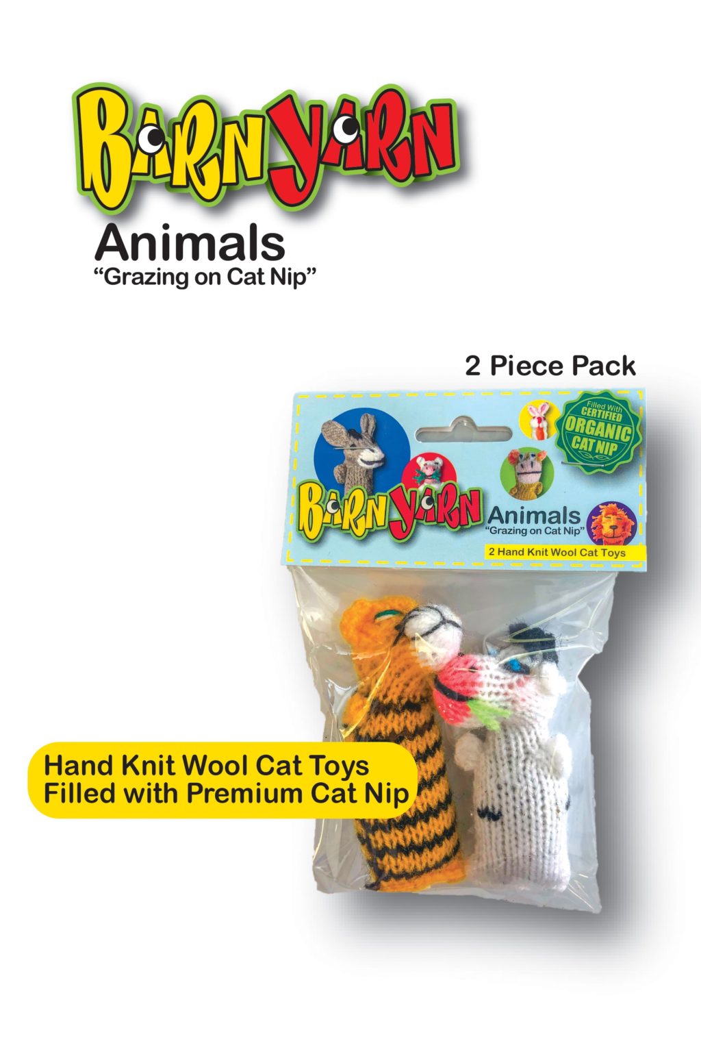 BarnYarn Animals 2-Pack Cat Toy - Chilly Dog Sweaters